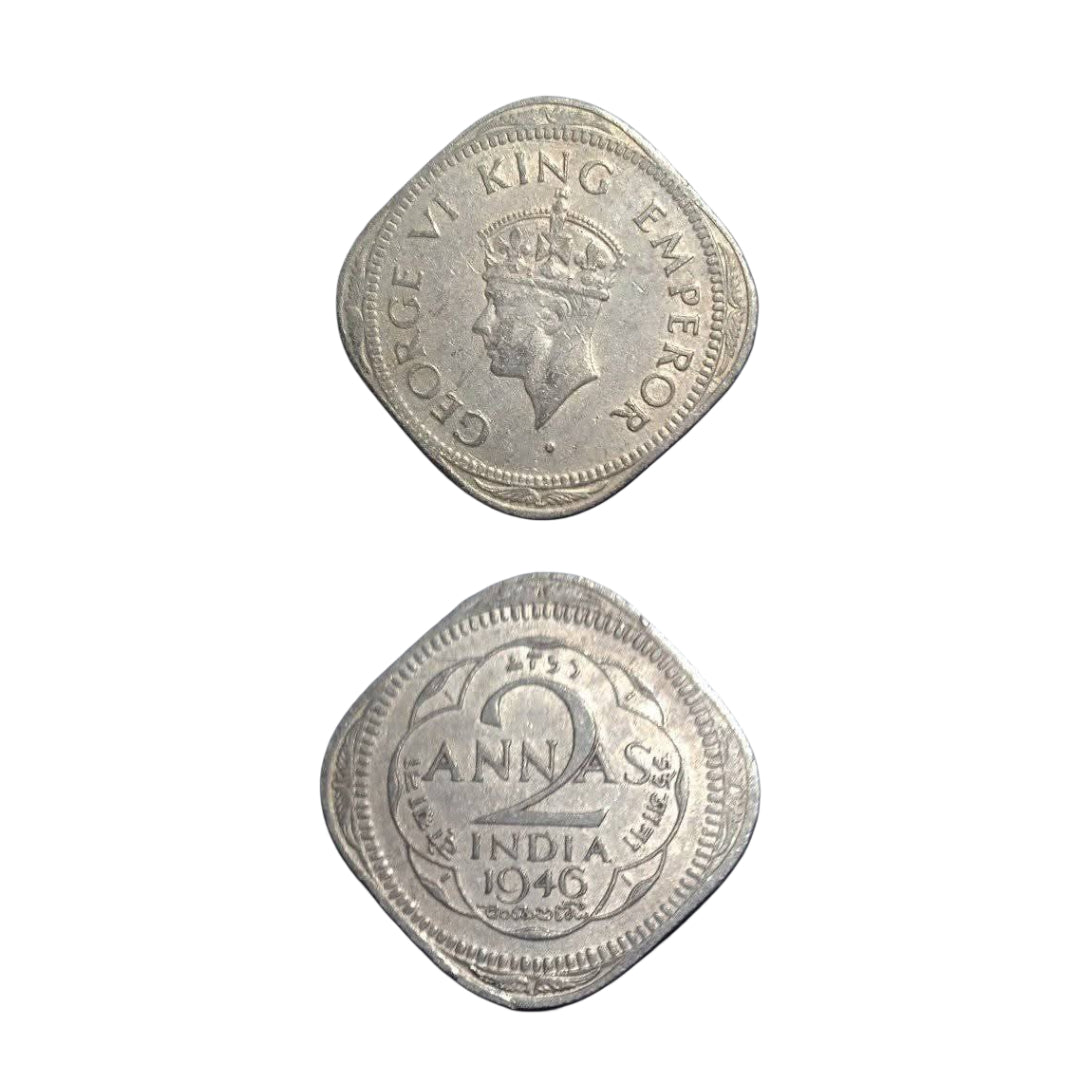 2 Anna Coin 1946 George V King Emperor Rare British India Collectible