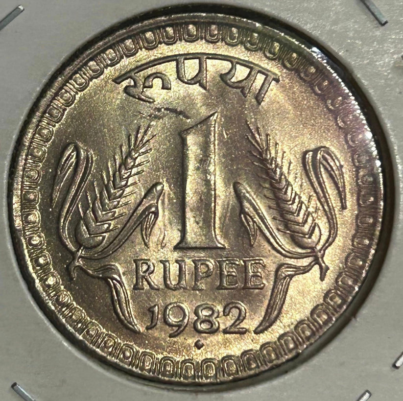 Rs 1 Dabbu Coin India 1982 (B) Teeth Variety Two Coin Set Wheat Collec