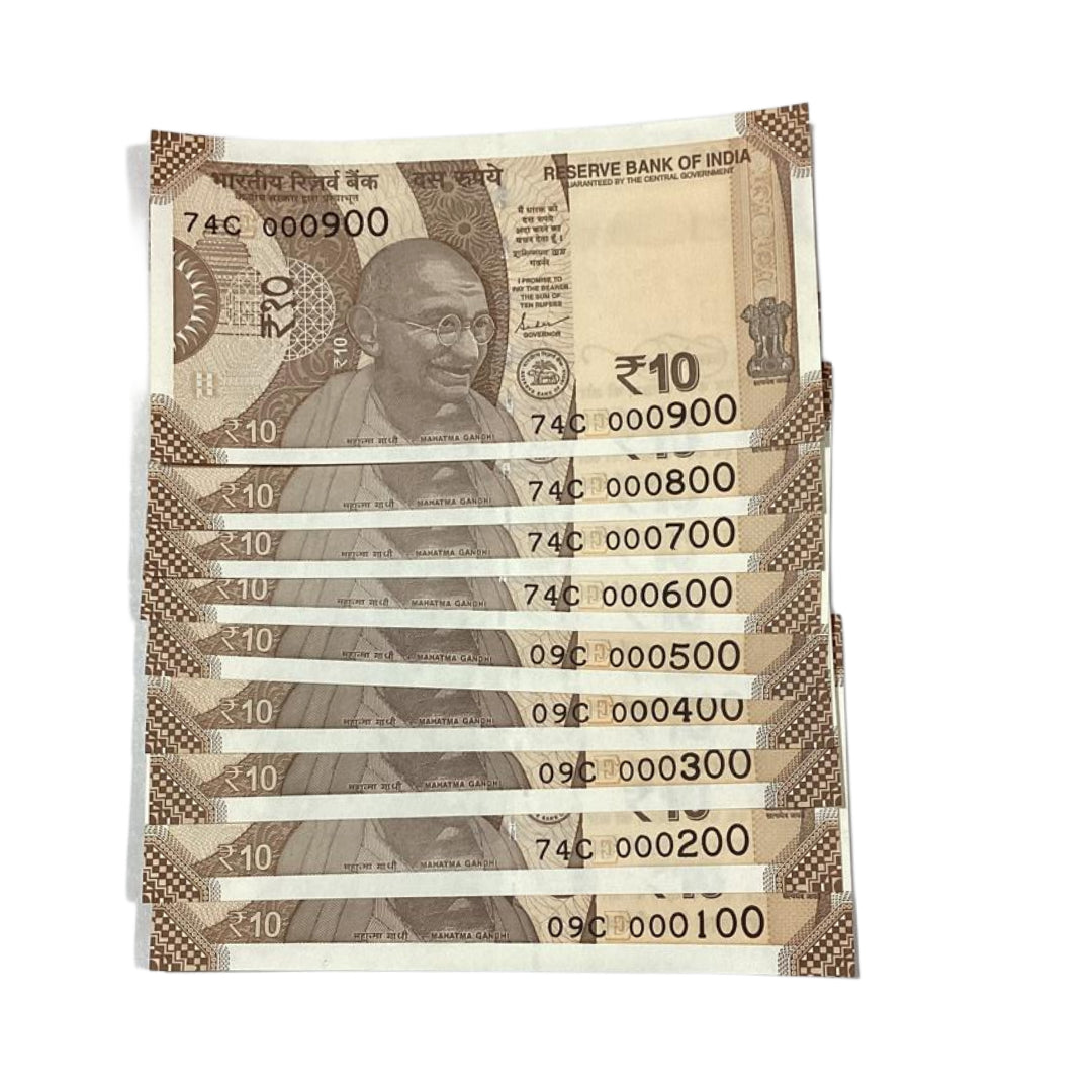 Rs 10 note set 000100 -000900 governor shaktikant das rare collectible ...