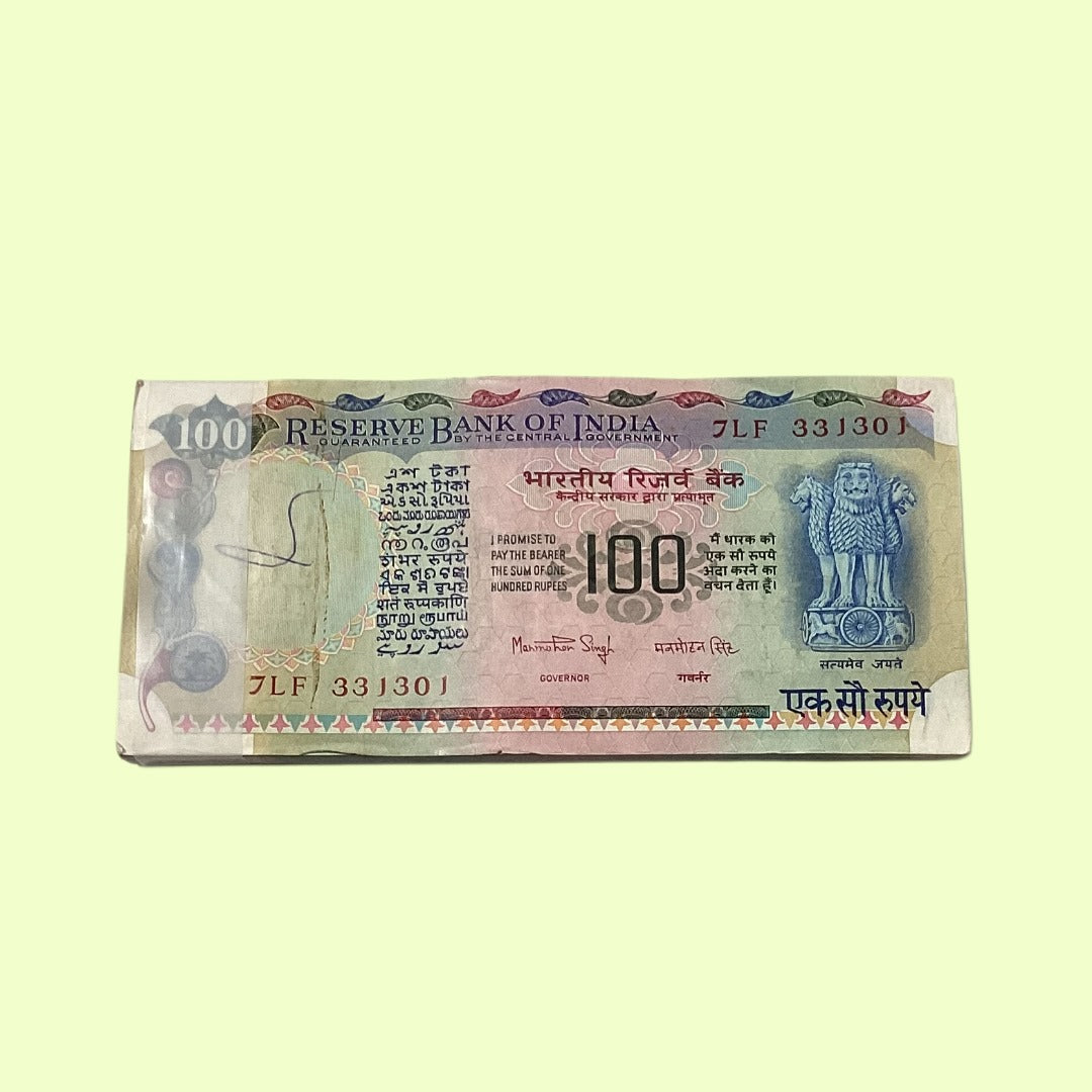 Rs 100 Note Old Packet Serial 331301 Pink Beauty | Manmohan Singh ...